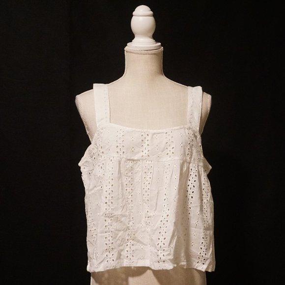 Isa & Ella | Tops | Isa Ella White Eyelet Tank Top With Button Down ...
